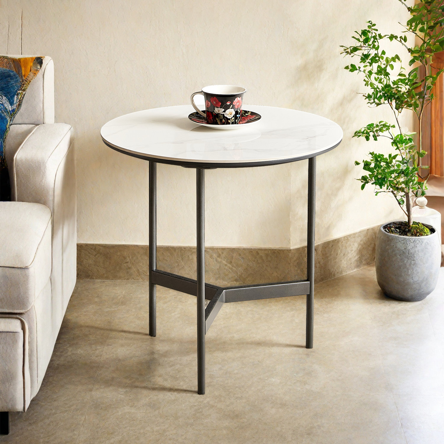 Wrought Studio End/side Tables - Small Round Accent Table, Metal Grey ...