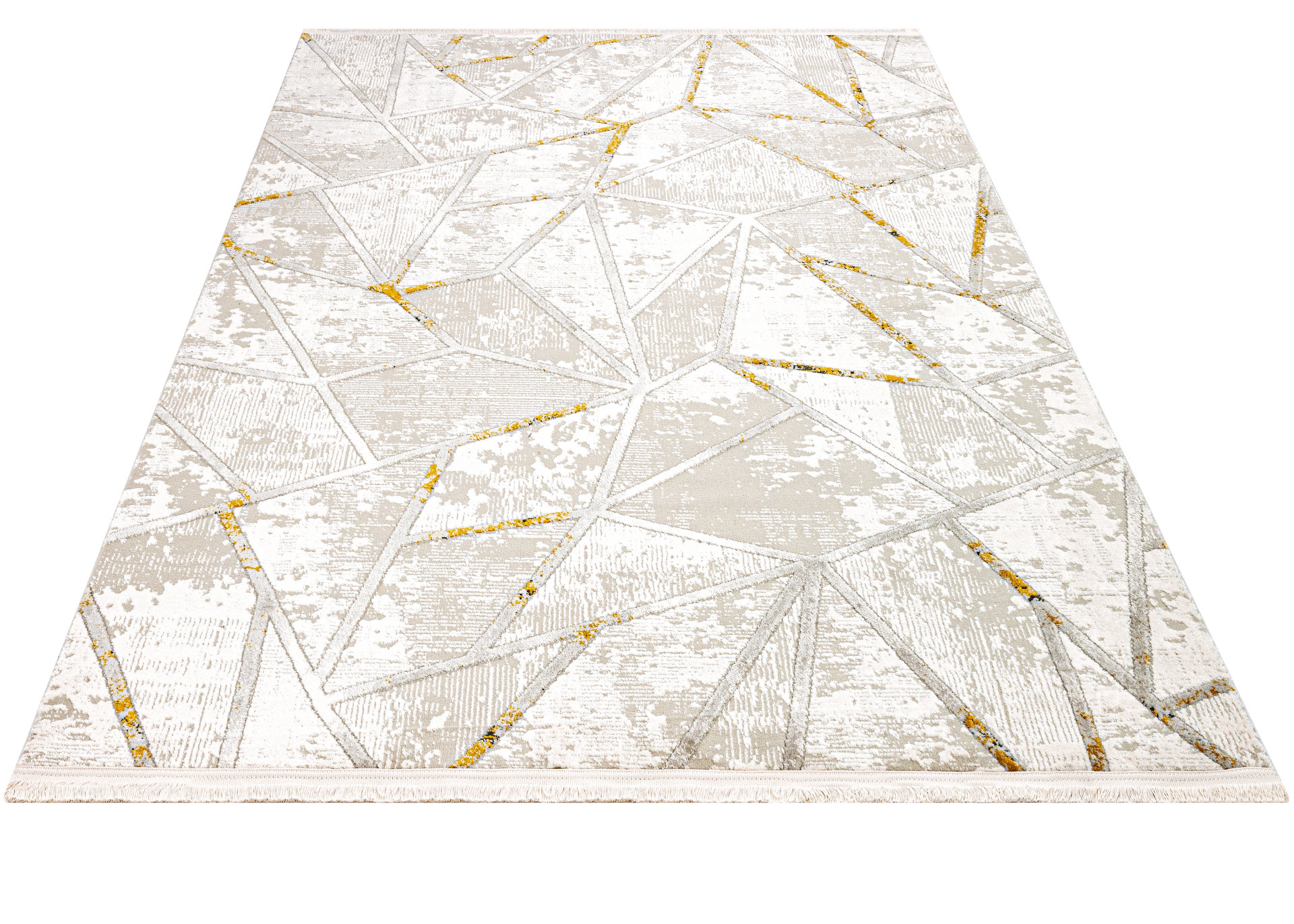 Lofy Rocky Gold Geometric Acrylic Machine Made Area Rug Bs-Lxs-Dizayn ...