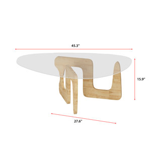 Ivy Bronx Modern Irregular Glass Table Top Outdoor Patio Coffee Table ...