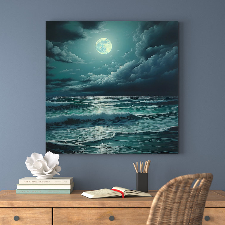 Beachcrest Home " Super Moon Over The Sea IV " | Wayfair