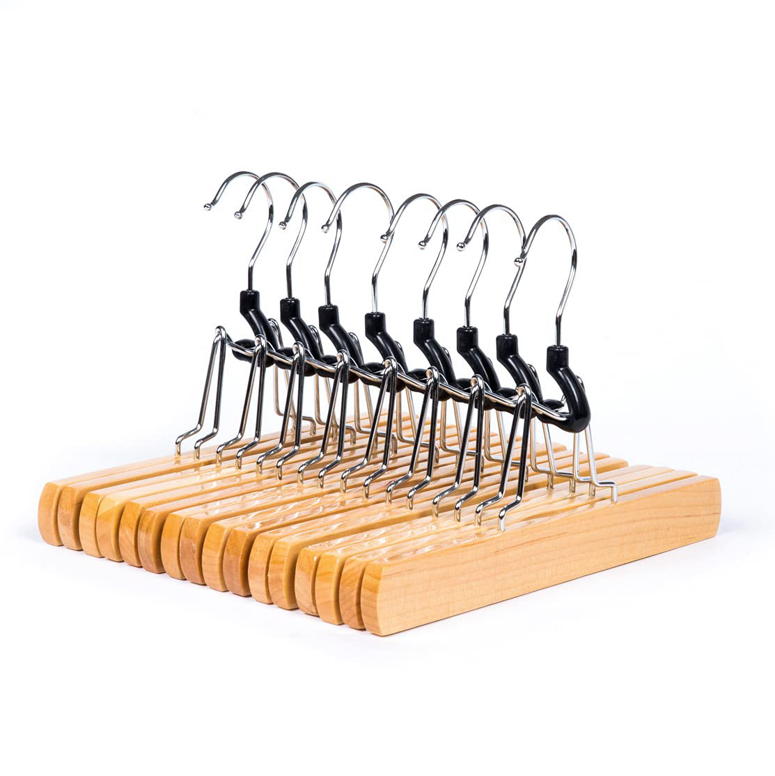 Rebrilliant 10 Pack Wood Pants Hangers, Wooden Clip Hangers With Non ...