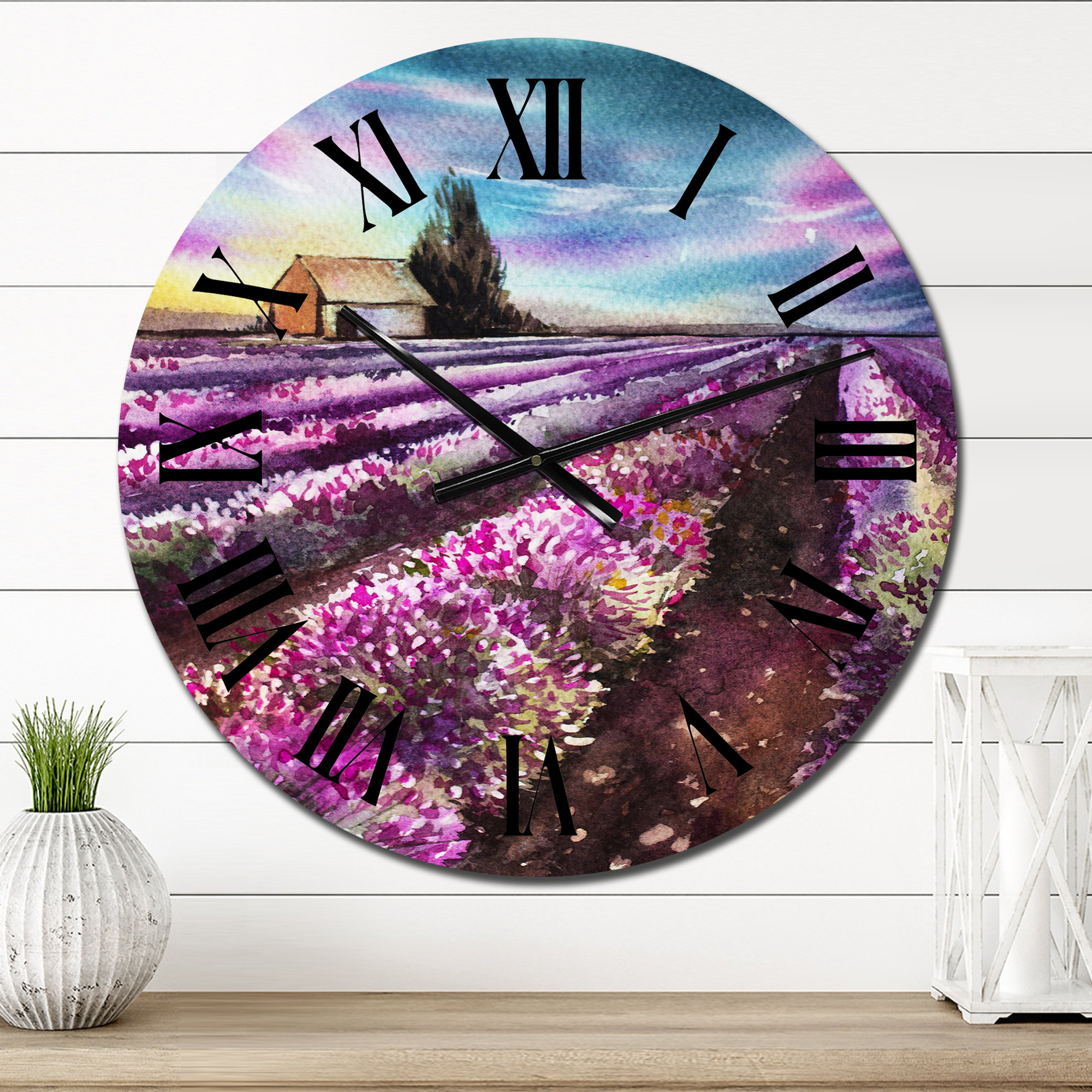 East Urban Home Morning Sun over The Lavender Field - Country Wall ...