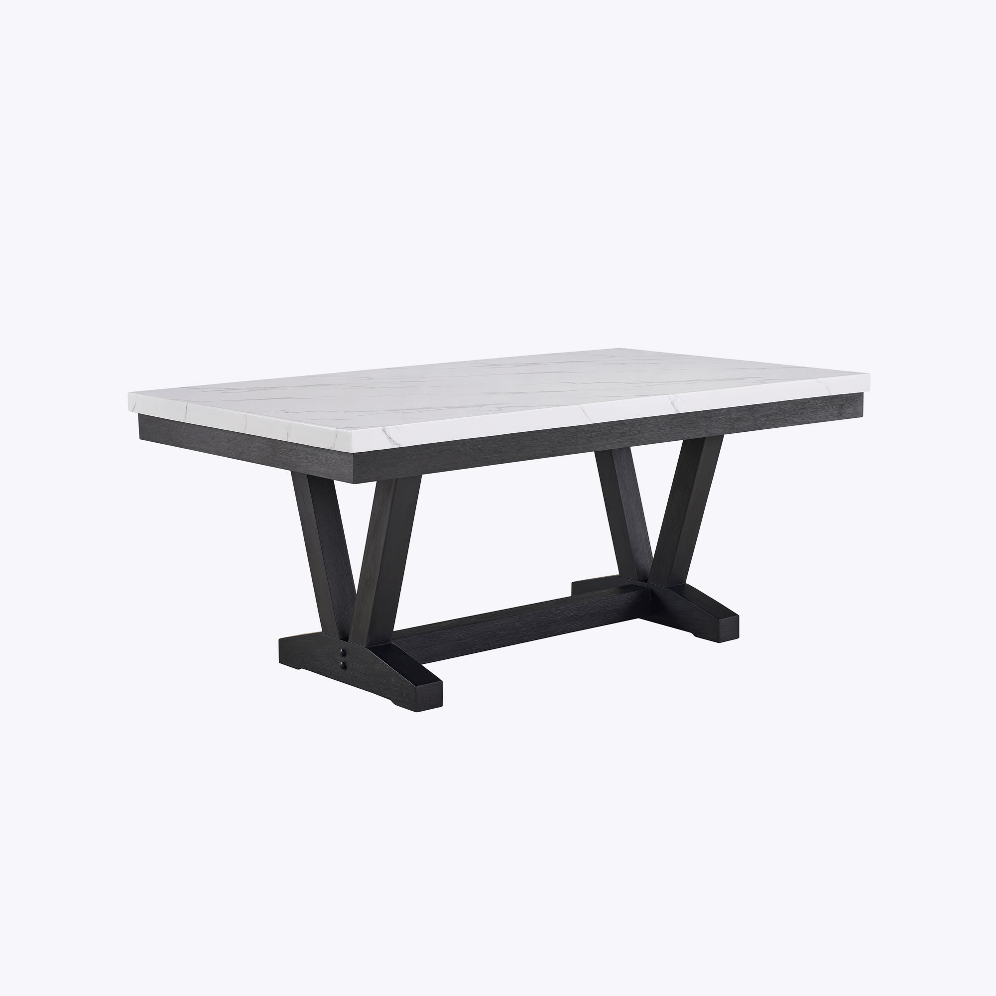 Latitude Run® 1pc Transitional Modern Formal Dining Table White Faux Marble Rectangular Table ...