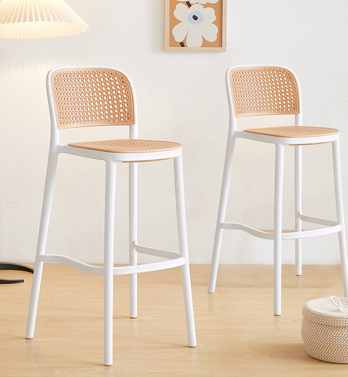 Rite Treasure 40.55" Black+Brown Trapezoidal Plastic Wood Bar Stools ...