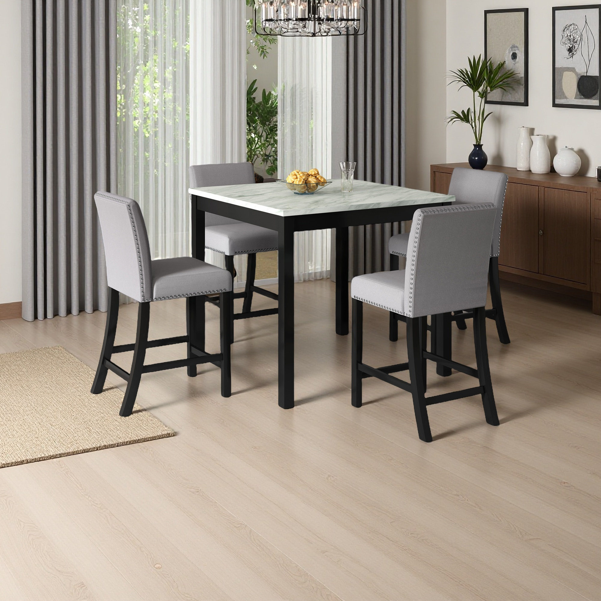 Lark Manor 5 Piece Dining Table And Chair Set, Wooden Dining Table And ...