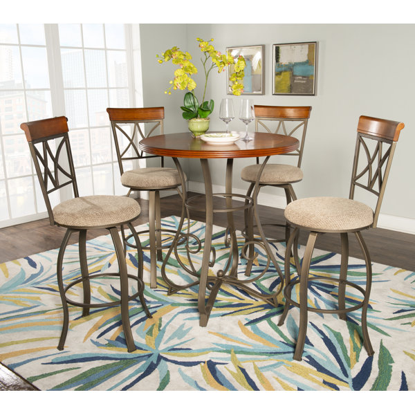 Winston Porter Jefferson 5 Piece 36" Round Pub Table Dining Set ...