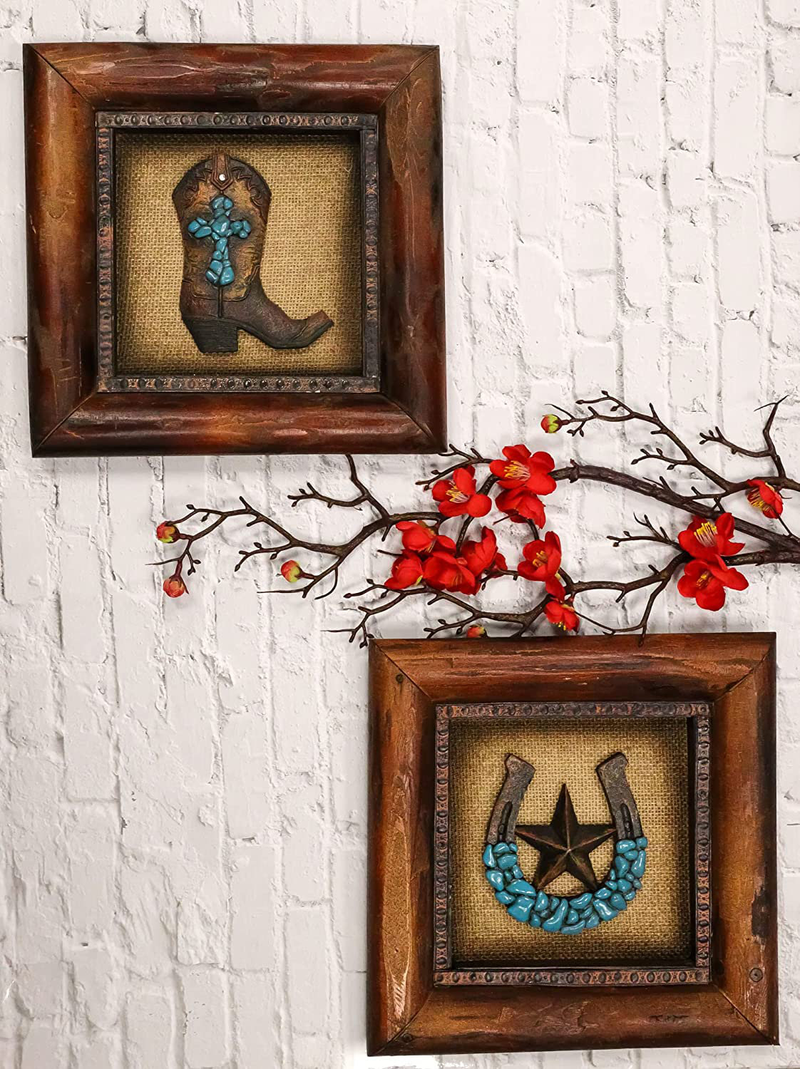 Ebros Gift Pack Of 2 Assorted Rustic Western Boho Chic Turquoise ...