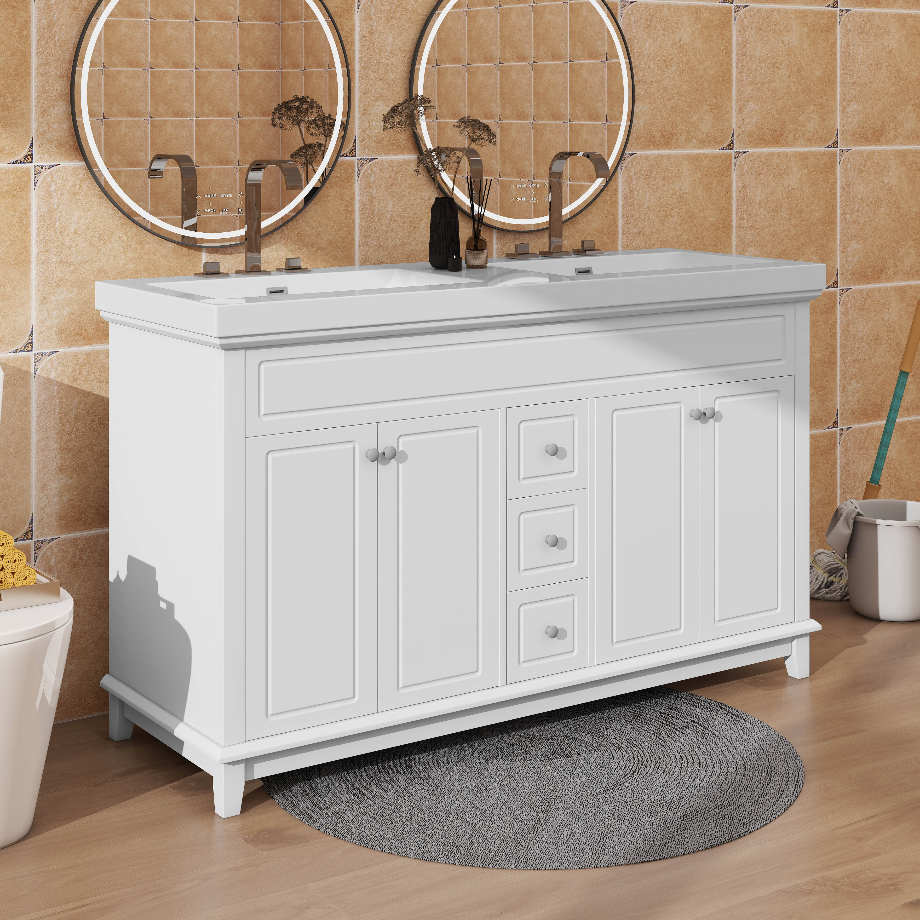 Hokku Designs 58-Inch Bathroom Vanity Cabinet Without Sink, Boasting 3 ...