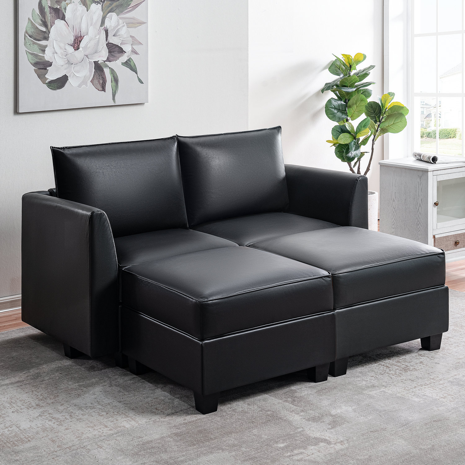 Hokku Designs Rudolfine Modular Convertible Sectional Air Leather ...