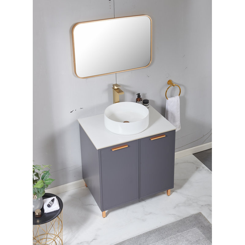 Latitude Run® Gloriane 30'' Free Standing Vessel Sink Single Bathroom ...
