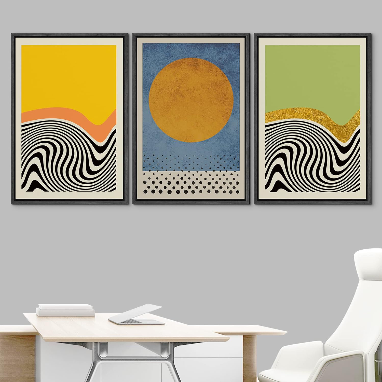 IDEA4WALL Abstract Vibrant Color Blocks Yellow Blue Green Colorful ...