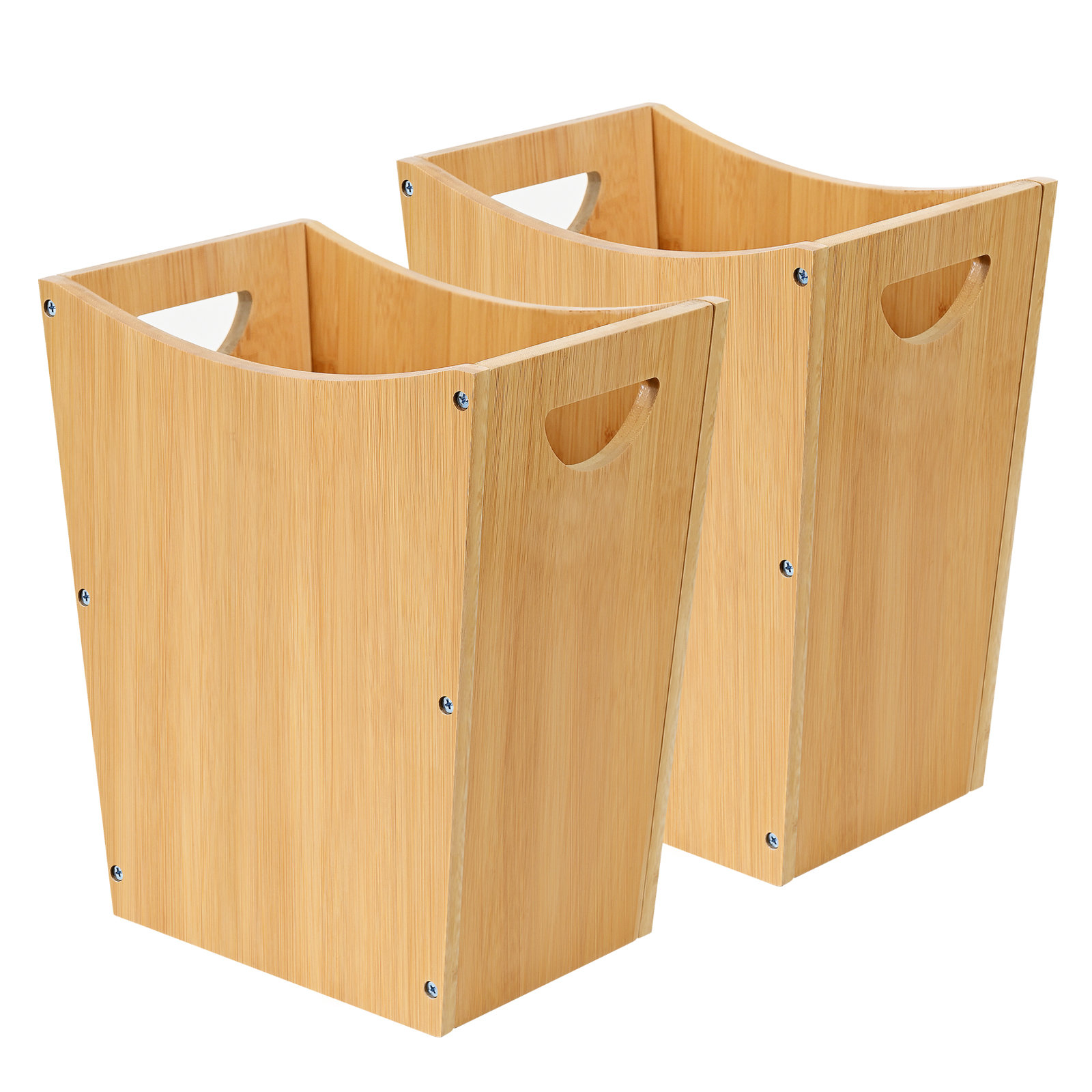 Ollieroo Bamboo Trash Can With Built-In Handles(Set Of 2, Natual ...