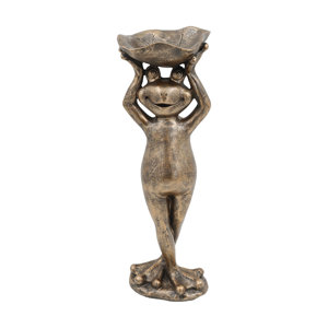 Trinx Resin Rustic Gold Frog Birdfeeder Home Decorations Spring | Wayfair