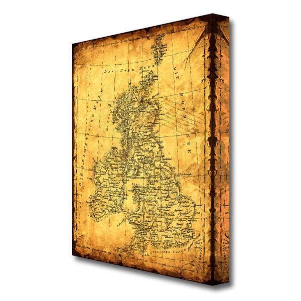 East Urban Home Vintage UK Map - Wrapped Canvas Art Prints | Wayfair.co.uk