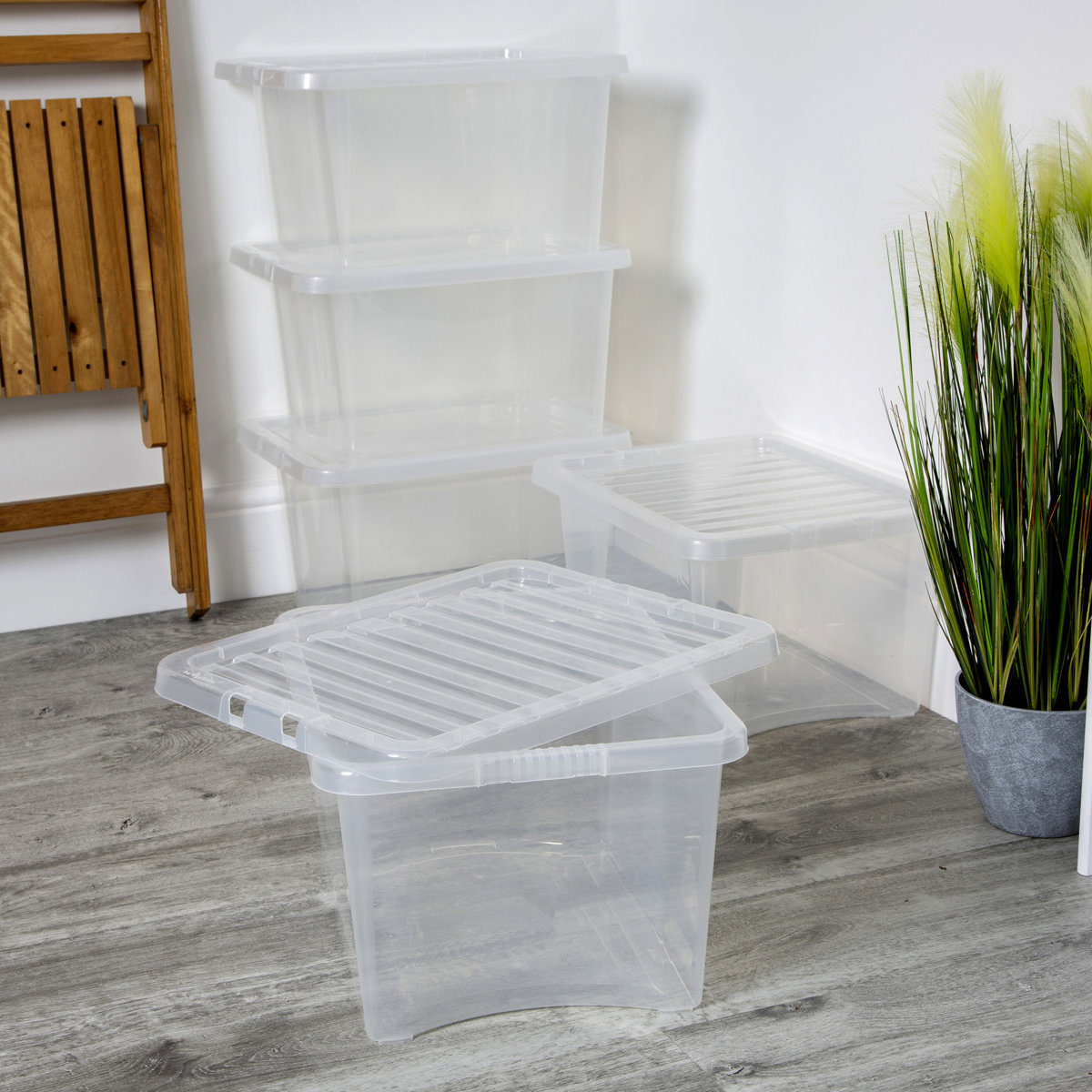Wham Crystal 28L Plastic Storage Boxes Pack of 5 Clear & Reviews ...