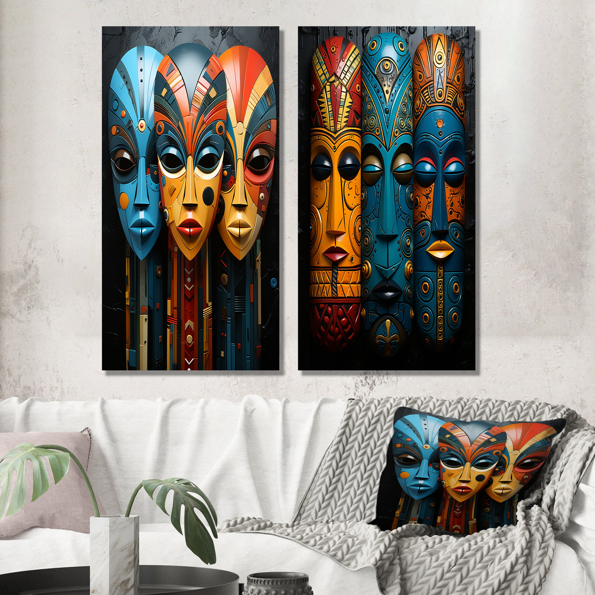 Bungalow Rose African Mystique Tribes Masks - African Tribal Metal Wall ...
