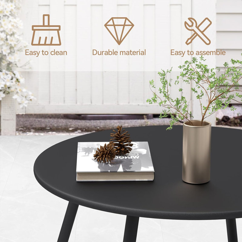 Shimano 20" Round Metal Outdoor Side Coffee Table For Outside Patio ...