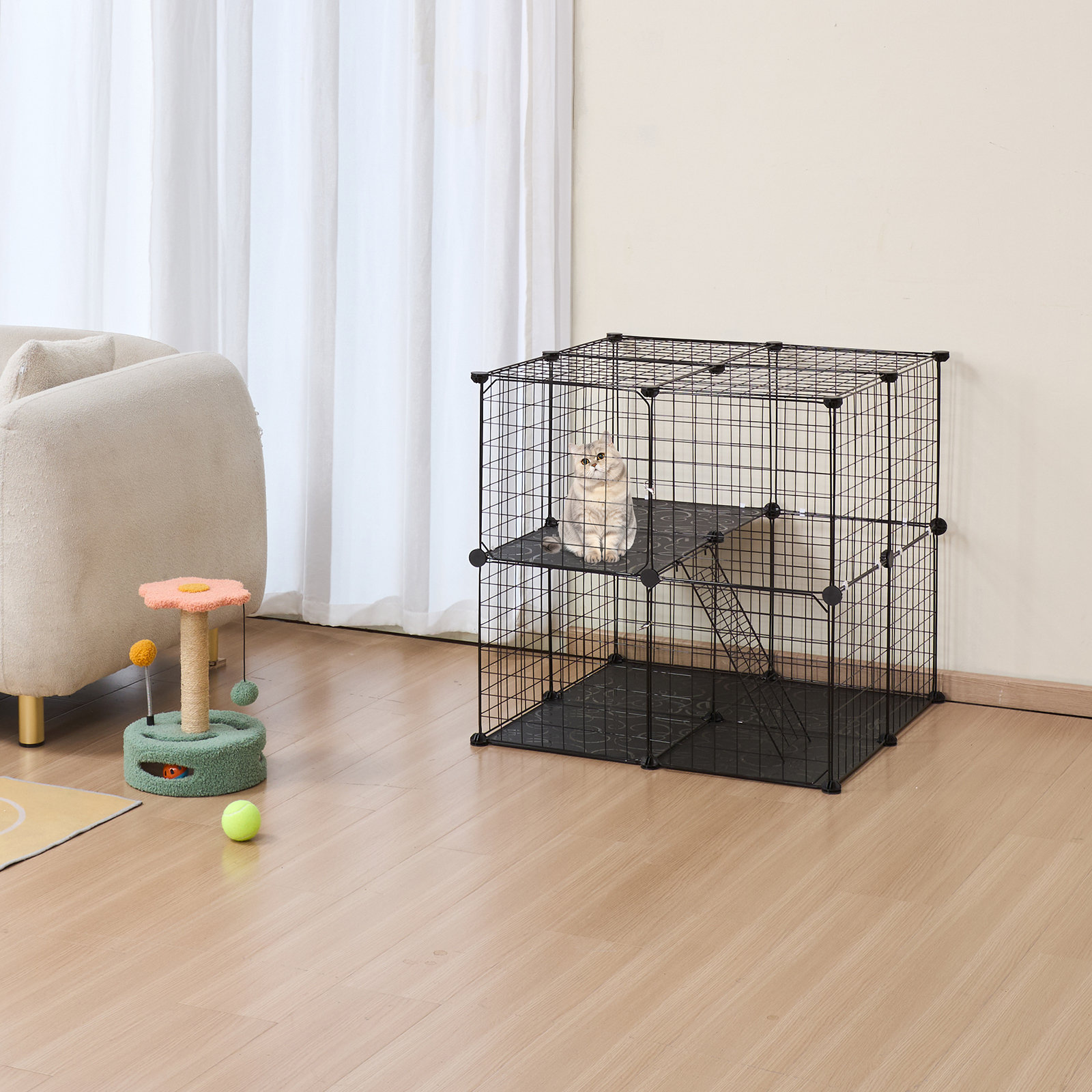 Tucker Murphy Pet™ Large 2-tier Cat Cage 28 x 28 x 28" Metal Wire ...