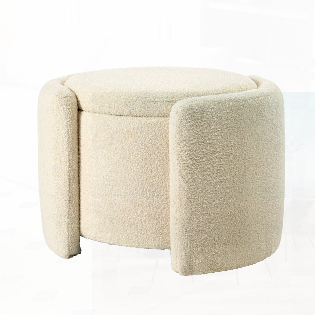 Latitude Run® Stylish Circular Storage Ottoman with High-Density Foam ...