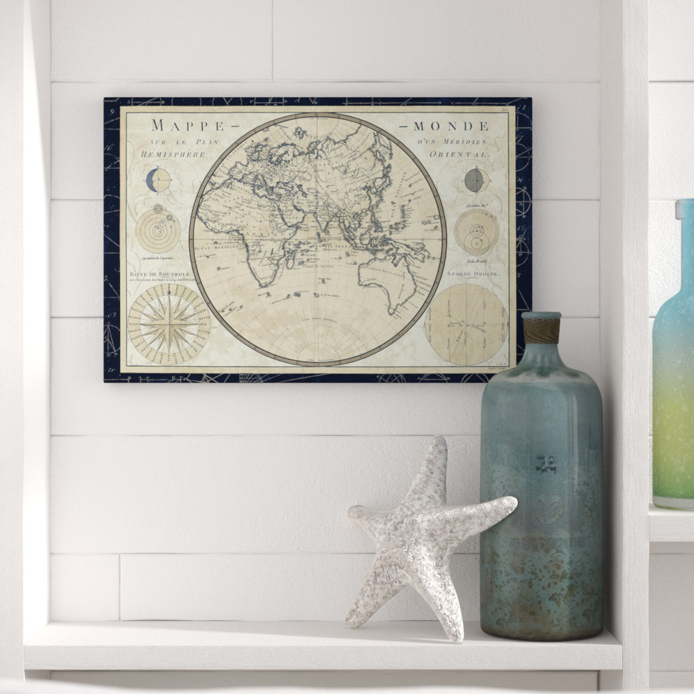 Breakwater Bay 'Monde Sur Le Plan D'un Meridien' Graphic Art on Wrapped ...