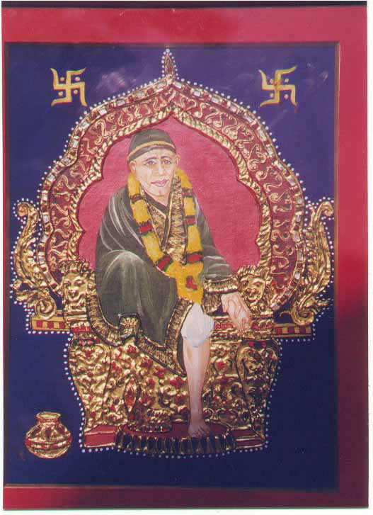 Bungalow Rose Sai Baba (Framed Painting) | Water Colors and Gold Foil ...