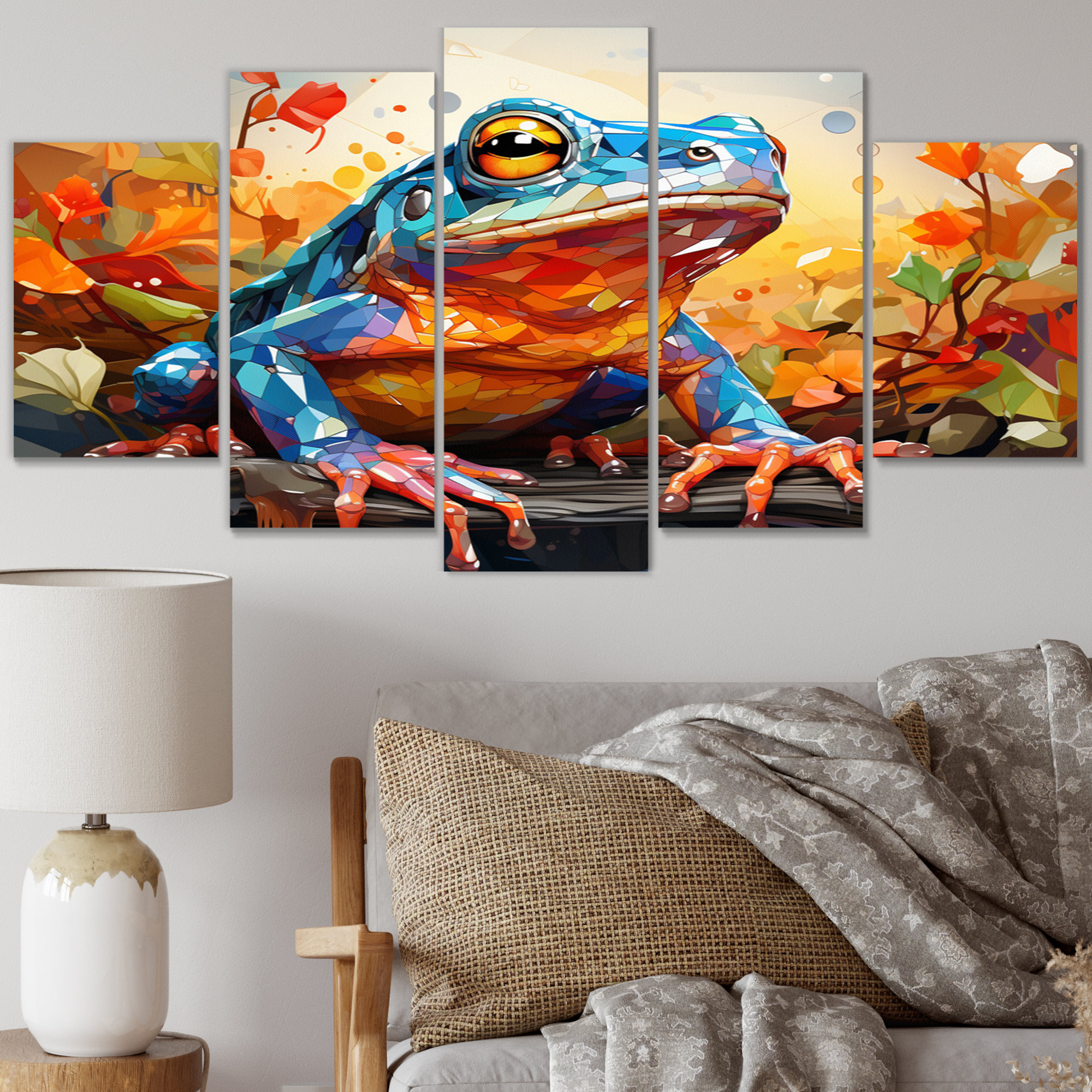 Winston Porter Colorful Frog Harmony II On Canvas 5 Pieces Print | Wayfair