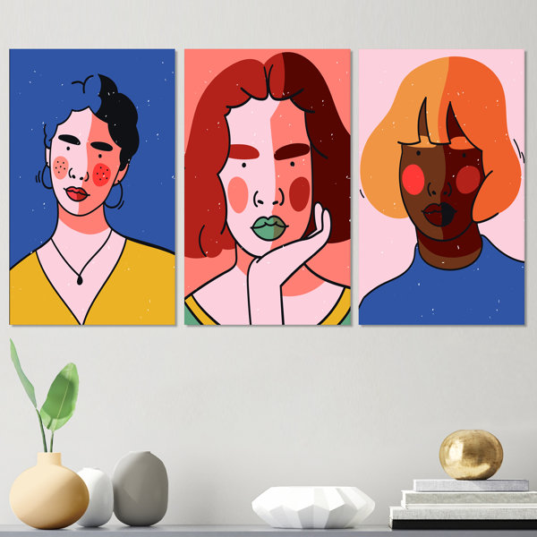 Red Barrel Studio® " Retro Woman Portrait Minimalistic Pop Art IX " 3 ...