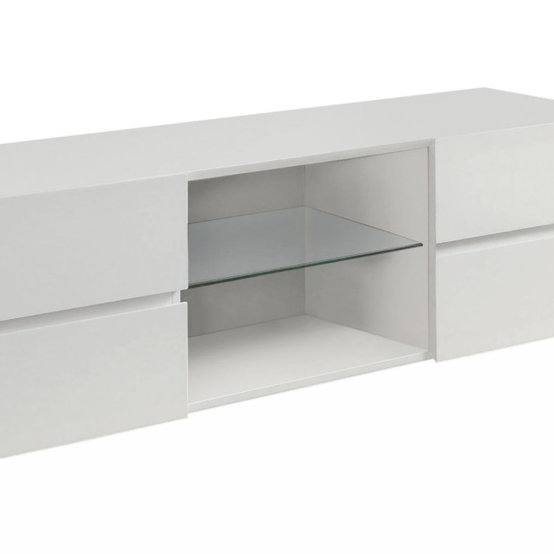 Brayden Studio® Glossy White 4-Drawer TV Console | Wayfair