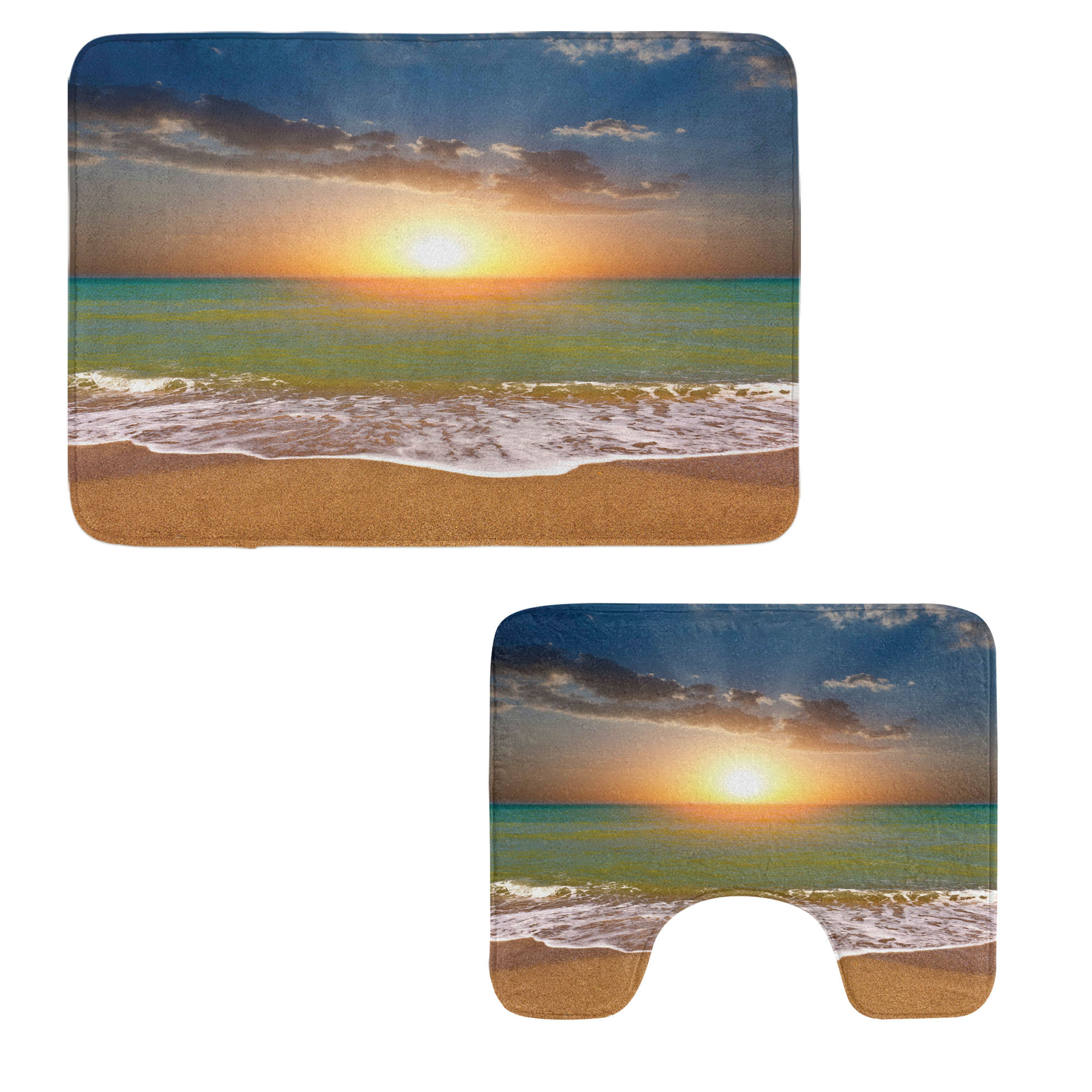 Dakota Fields Sunset Bathroom Rug Set 2 Pieces Rectangle & Contour Mats ...