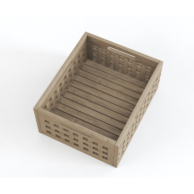 Aqua Teak 7" Grate Mist-Shield Medium Size Teak Storage Bin | Wayfair