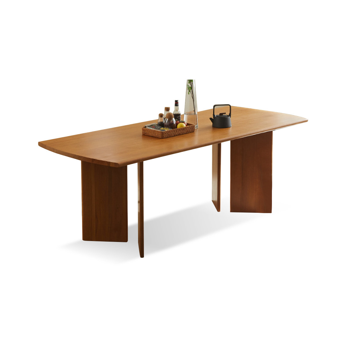 Loon Peak® Cherry Wood Color Rectangular Solid Wood Dining Table | Wayfair