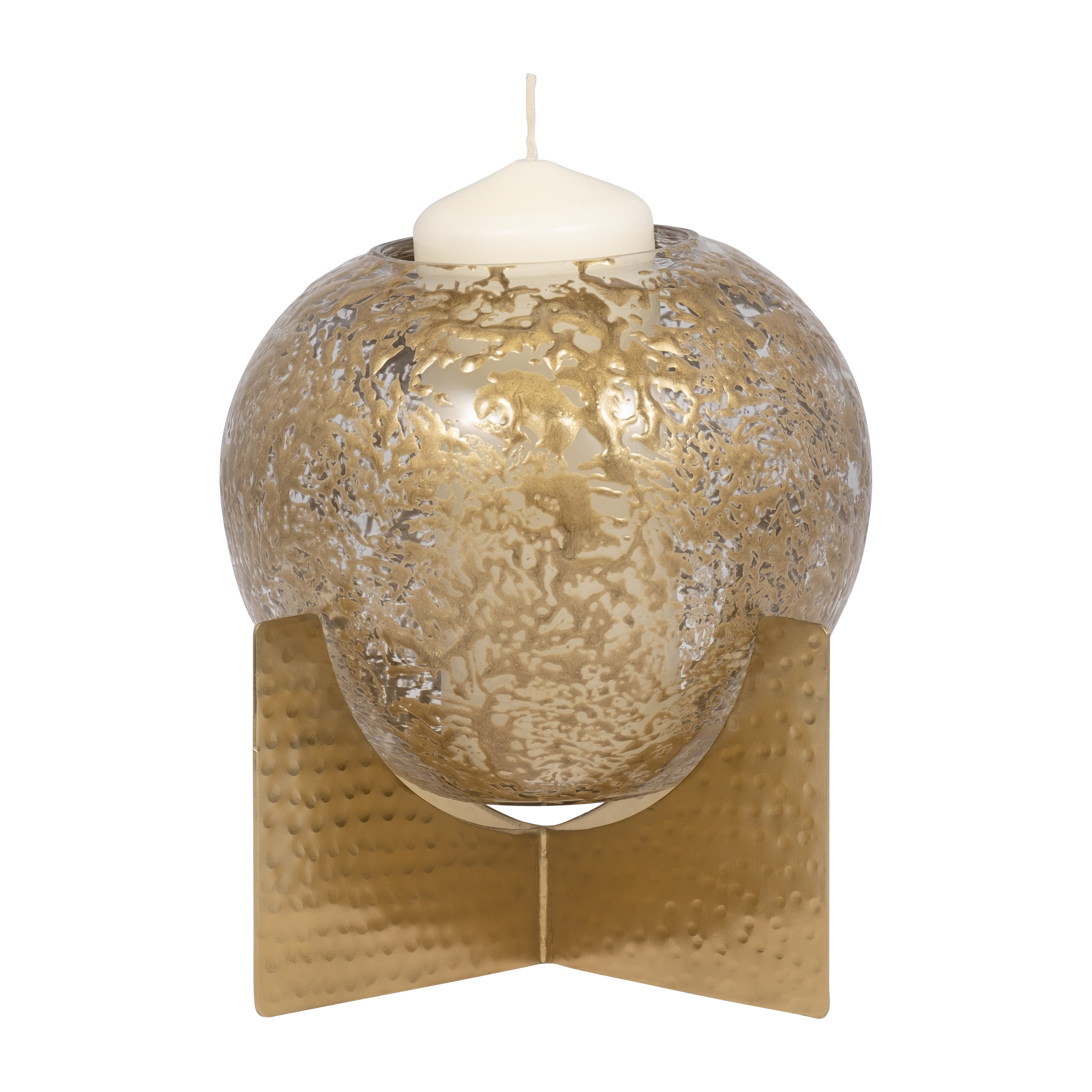 Mercer41 Clear and Gold Glass Round Hurricane Orb Candle Holders | Wayfair