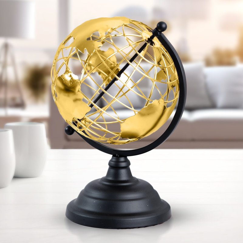 Breakwater Bay Black & Gold Metal Globe - Elegant Desk & Shelf Decor ...