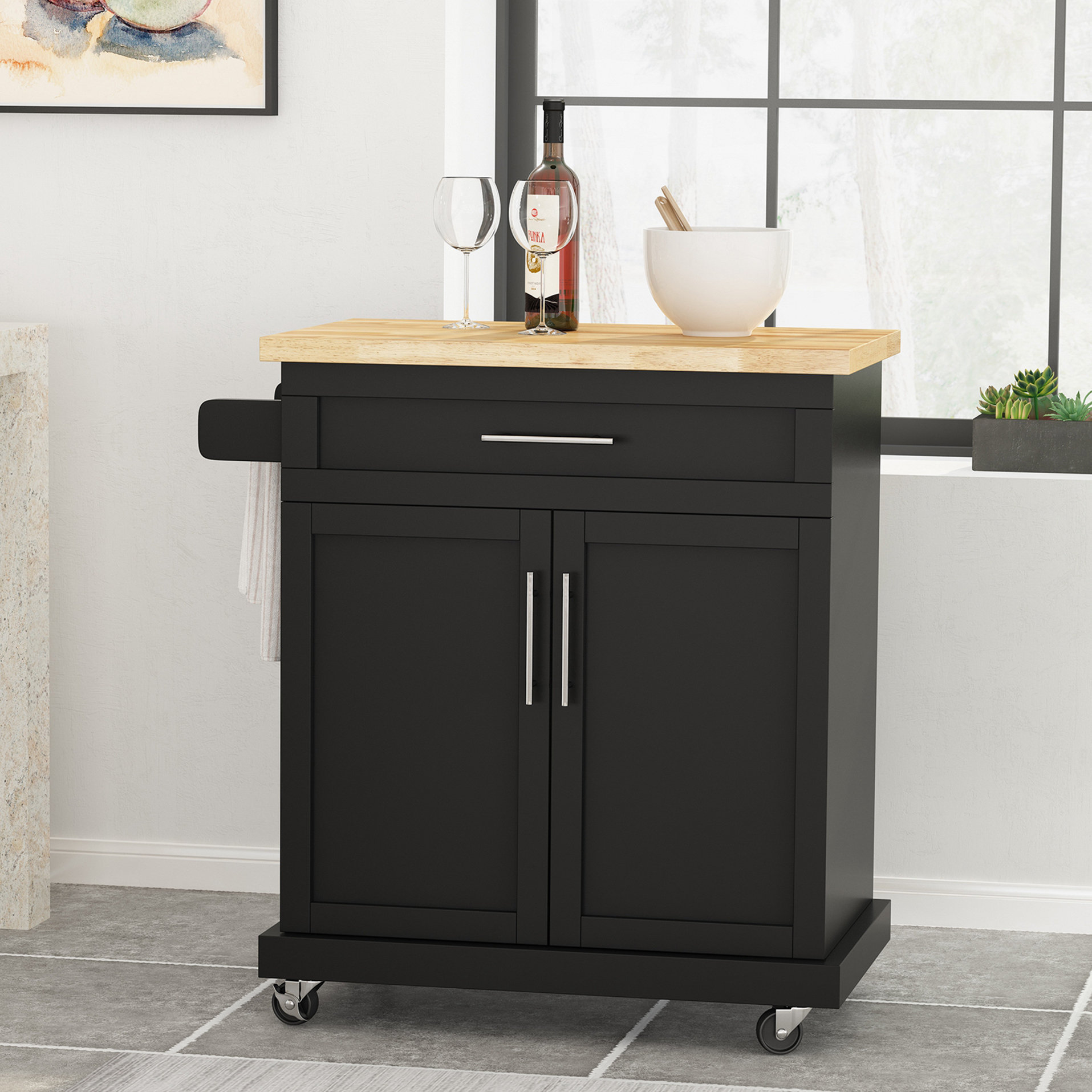 Lark Manor Kitchen Cart with Shelves and Drawers - Wayfair Canada