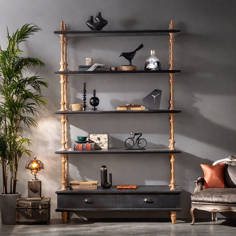 NICECABINET Roman Column Design Mid-century Standing Bookcase | Wayfair