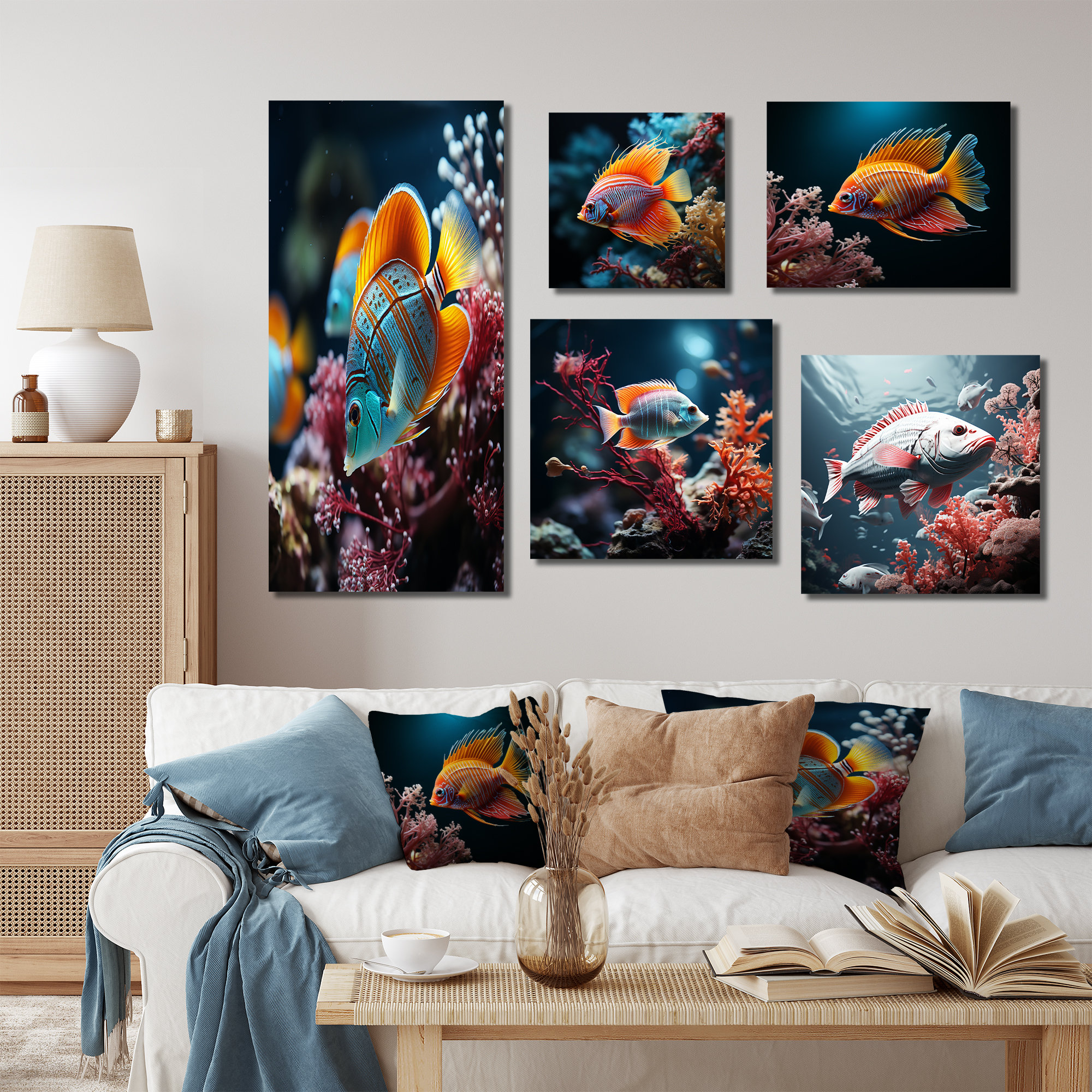 Beachcrest Home™ Beautiful Blue And Orange Butterflyfish I - Coastal ...