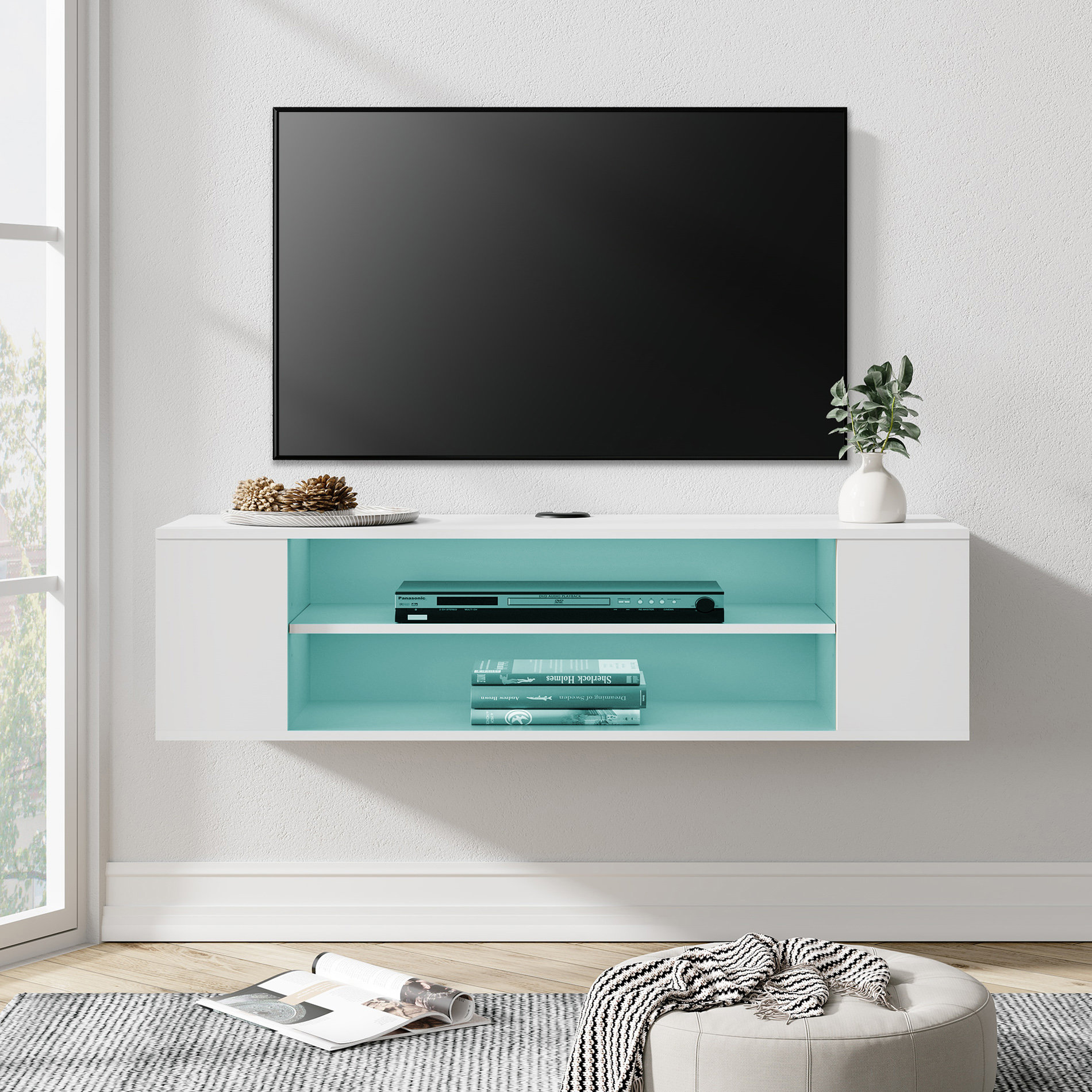 Wrought Studio™ Dewitz Floating Entertainment Center for TVs up to 55 ...