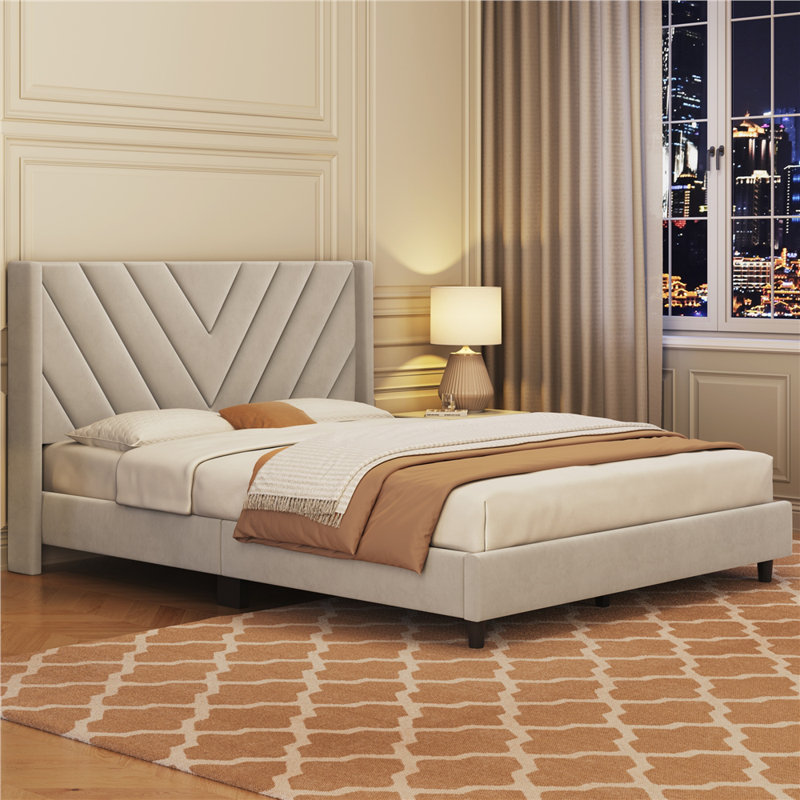 Willa Arlo Interiors Permelia Upholstered Wingback Bed & Reviews | Wayfair