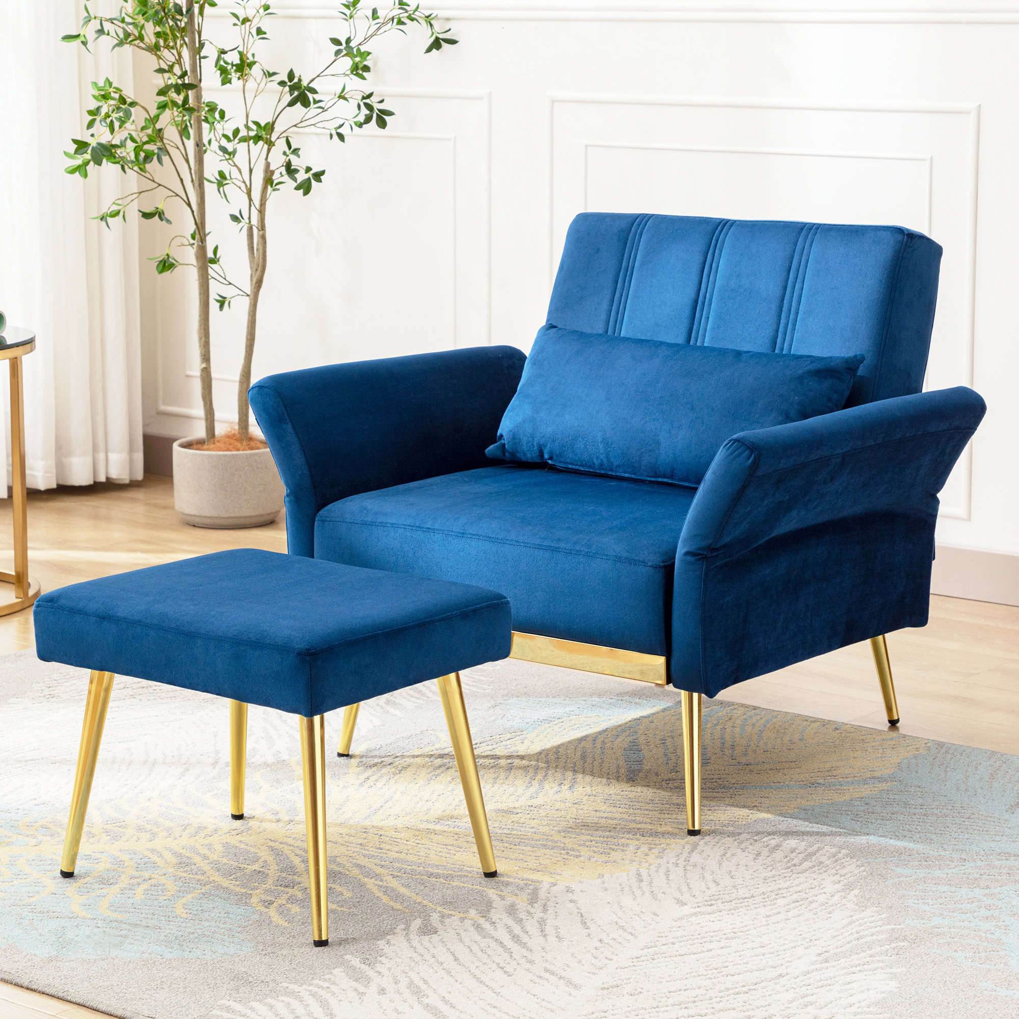 Mercer41 Caretta 31'' Wide Velvet Upholstery Round Arm Accent Chair ...