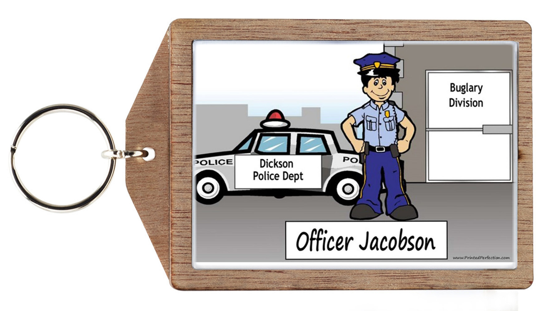 Printed Perfection Personalized Police Officer, Male Wooden Key Chain ...