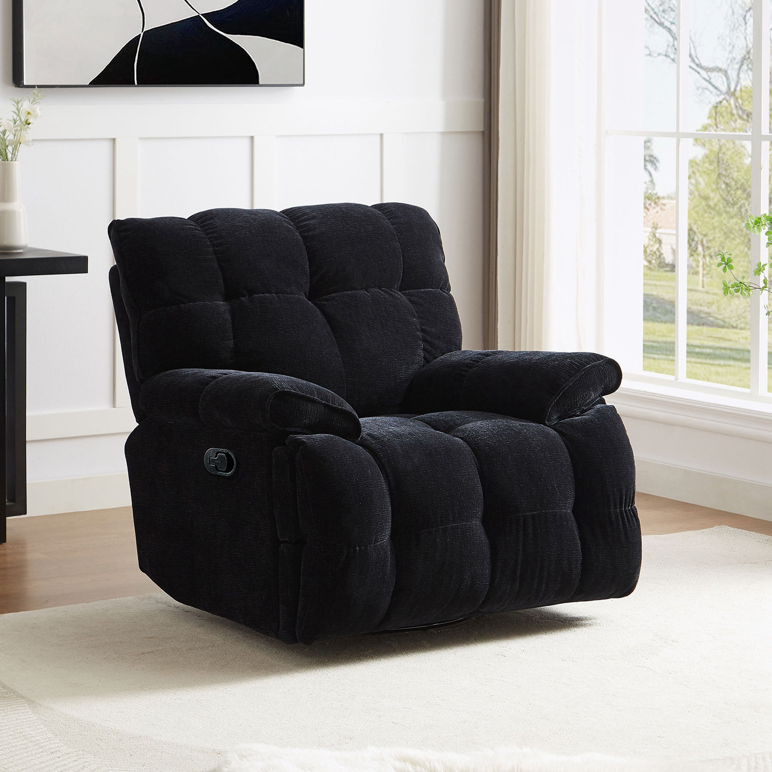 Hokku Designs Swivel Recliner Chair with button tufted seat & back ...
