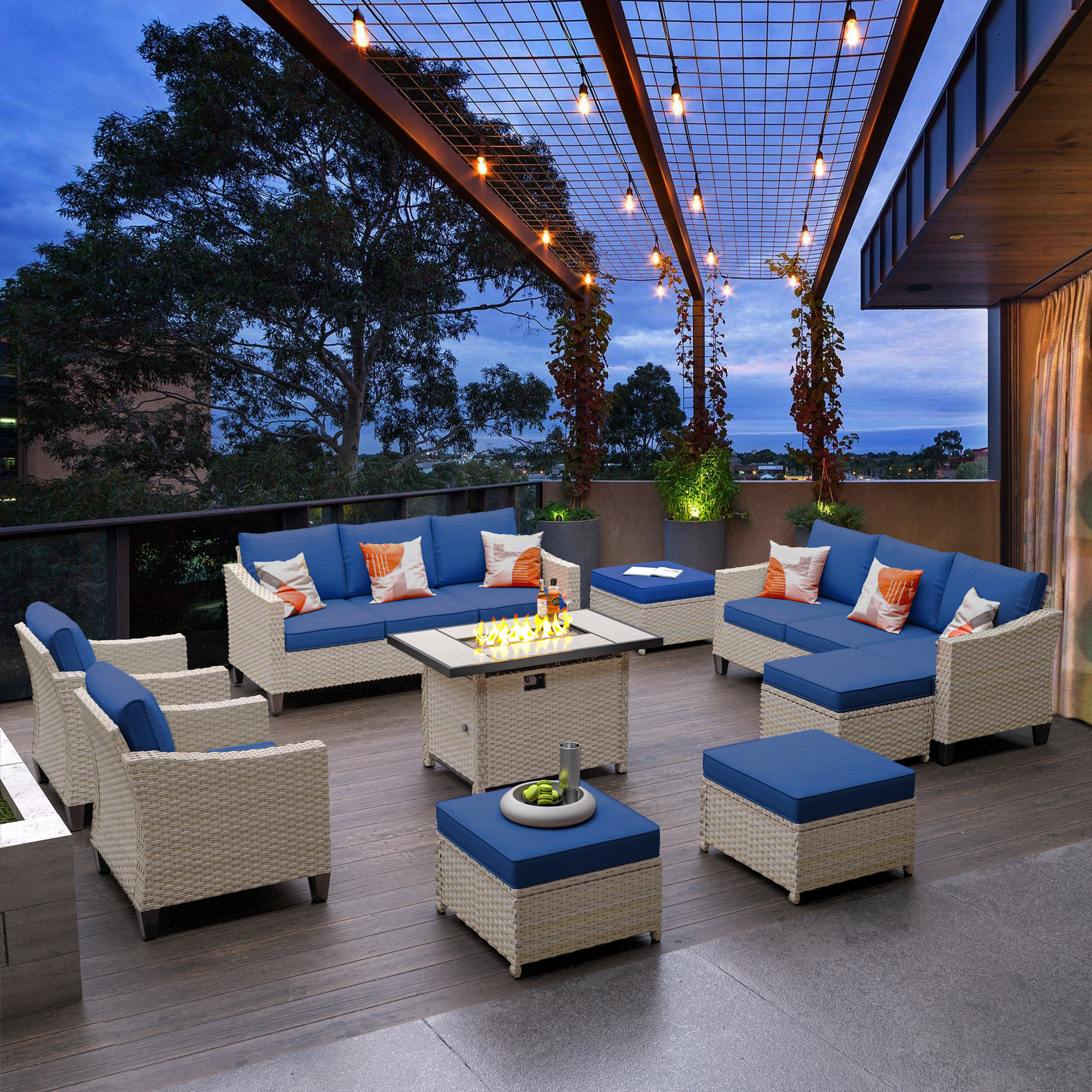 Red Barrel Studio Emaje 8 Person Outdoor Seating Group with Cushions ...
