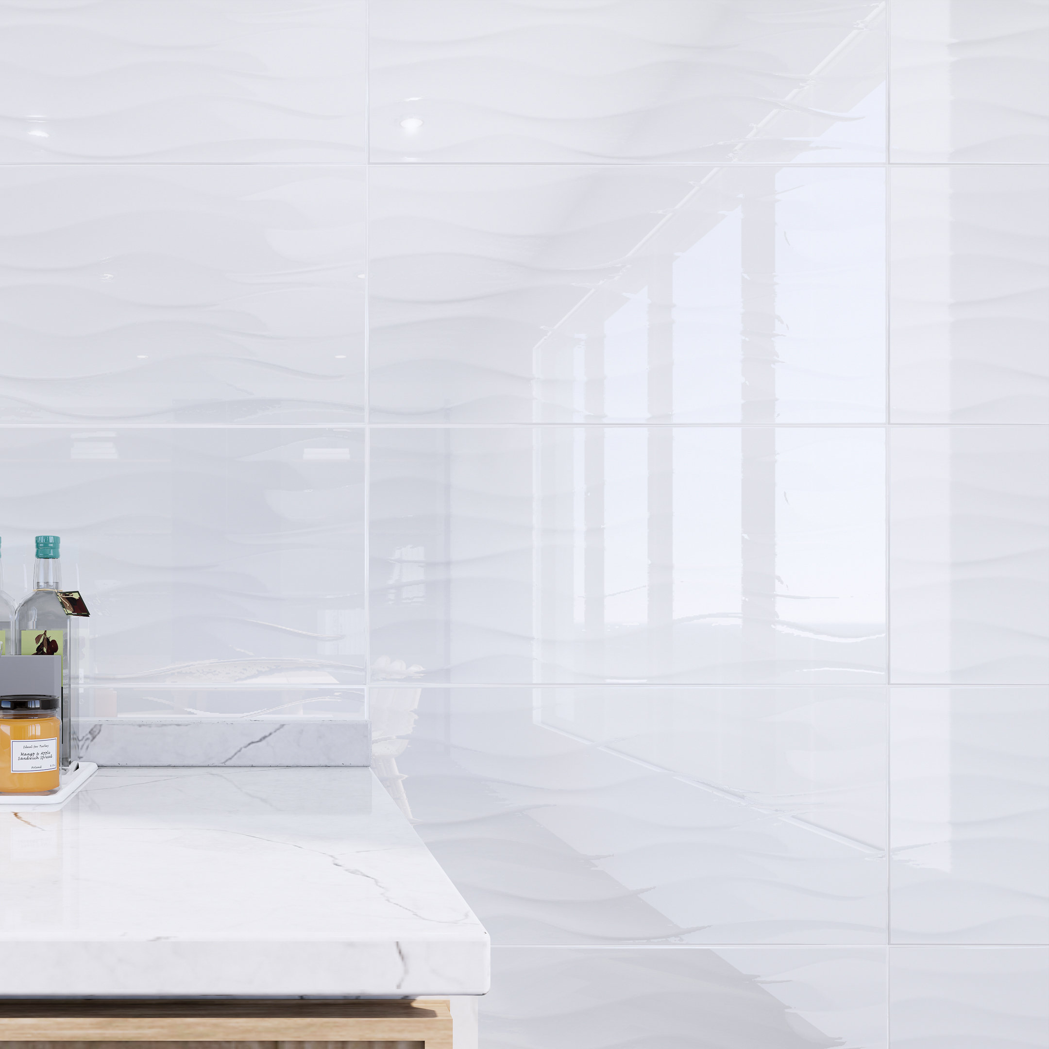 Qube Tiles Silom White Wave 12" x 24" Glossy 3D Textured Wall Tile ...