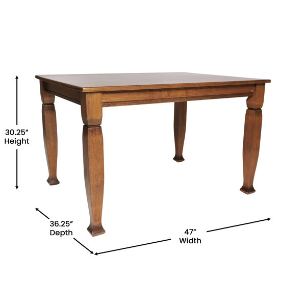 Gracie Oaks Solid Wood Commercial Grade Dining Table with Turned Legs ...