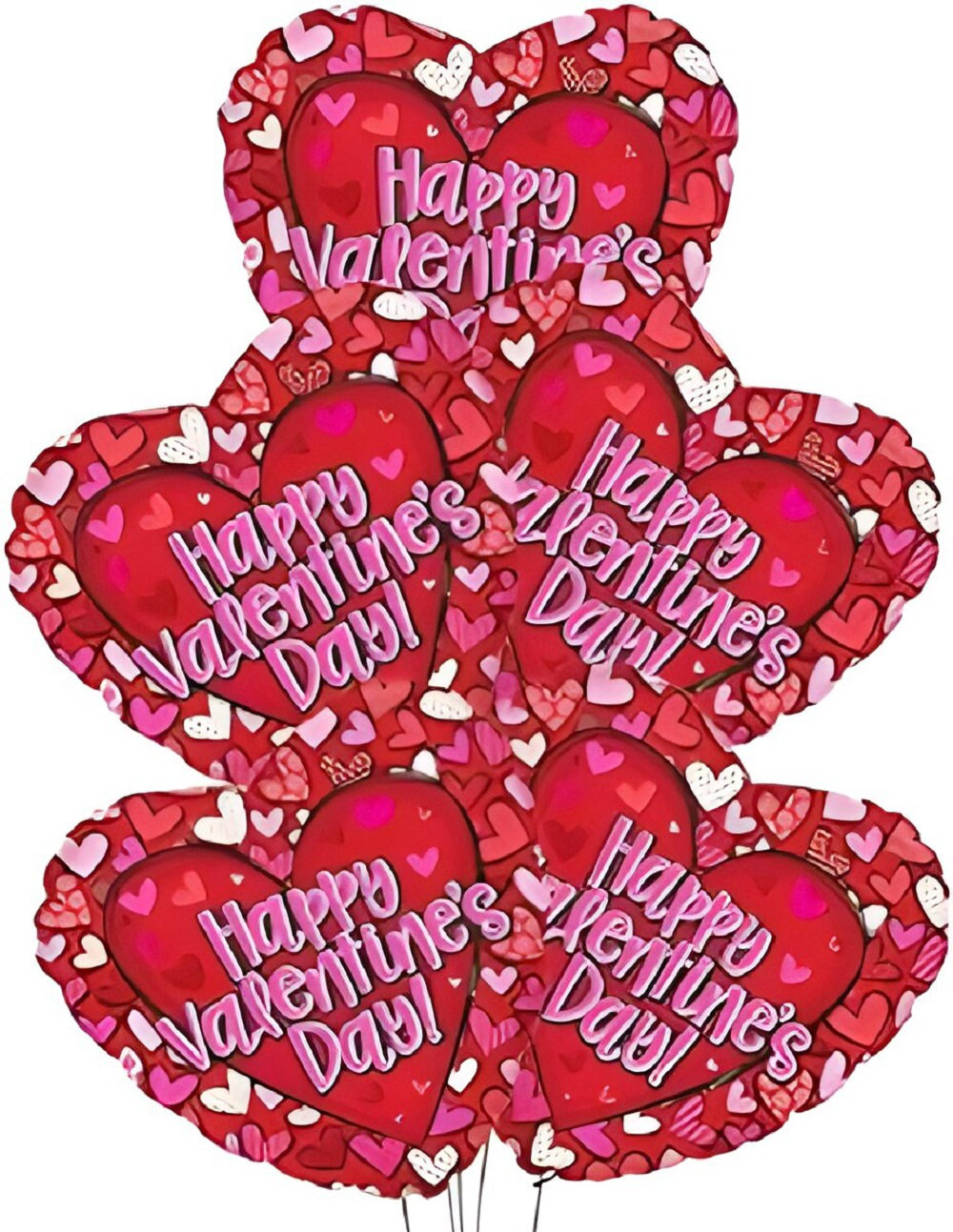 PMU Heart Shaped Valentines Day Balloon 18-inch Mylar (Patterned Hearts ...