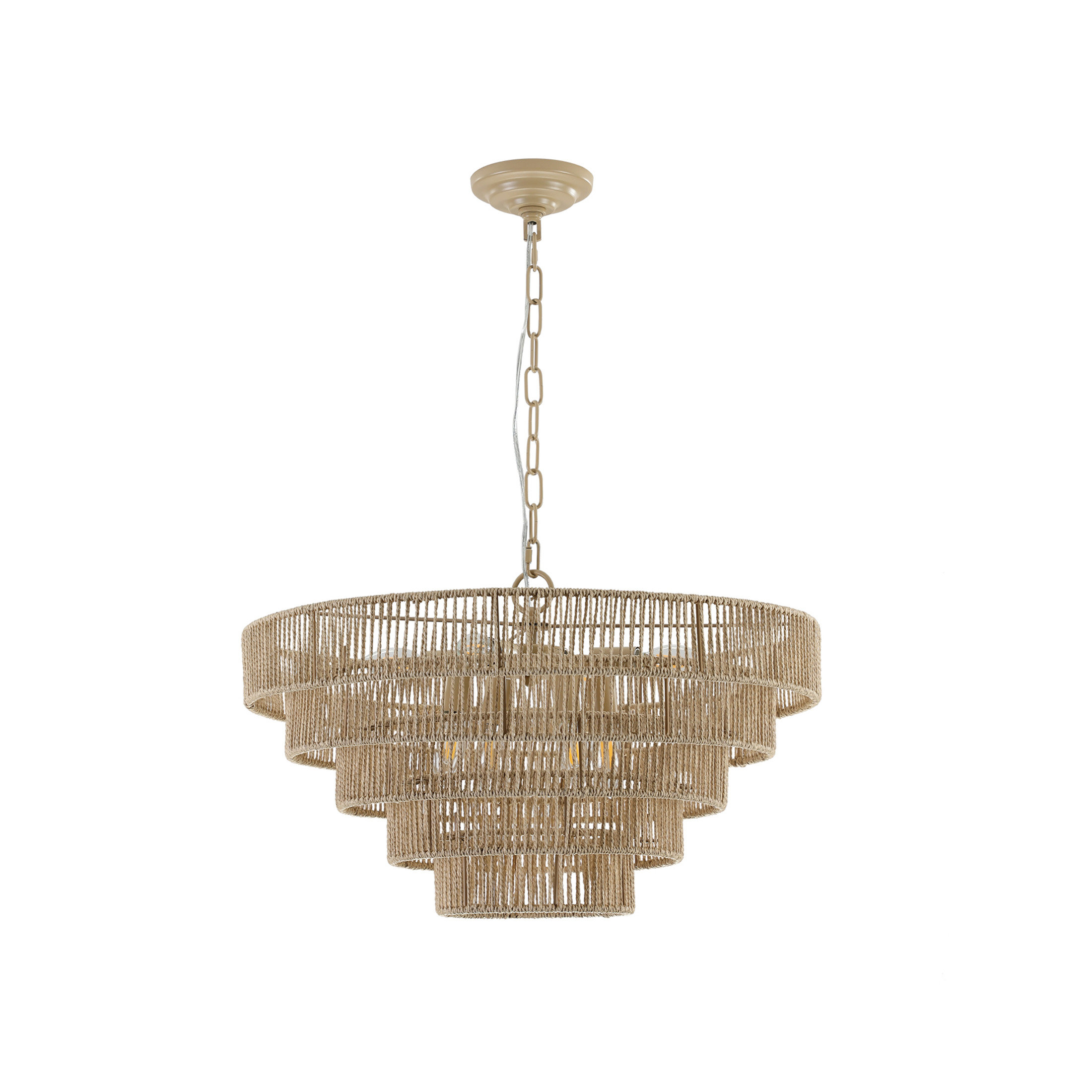Williston Forge 24" Rustic 5-Tier Hemp Rope Pendant Light Chandelier ...
