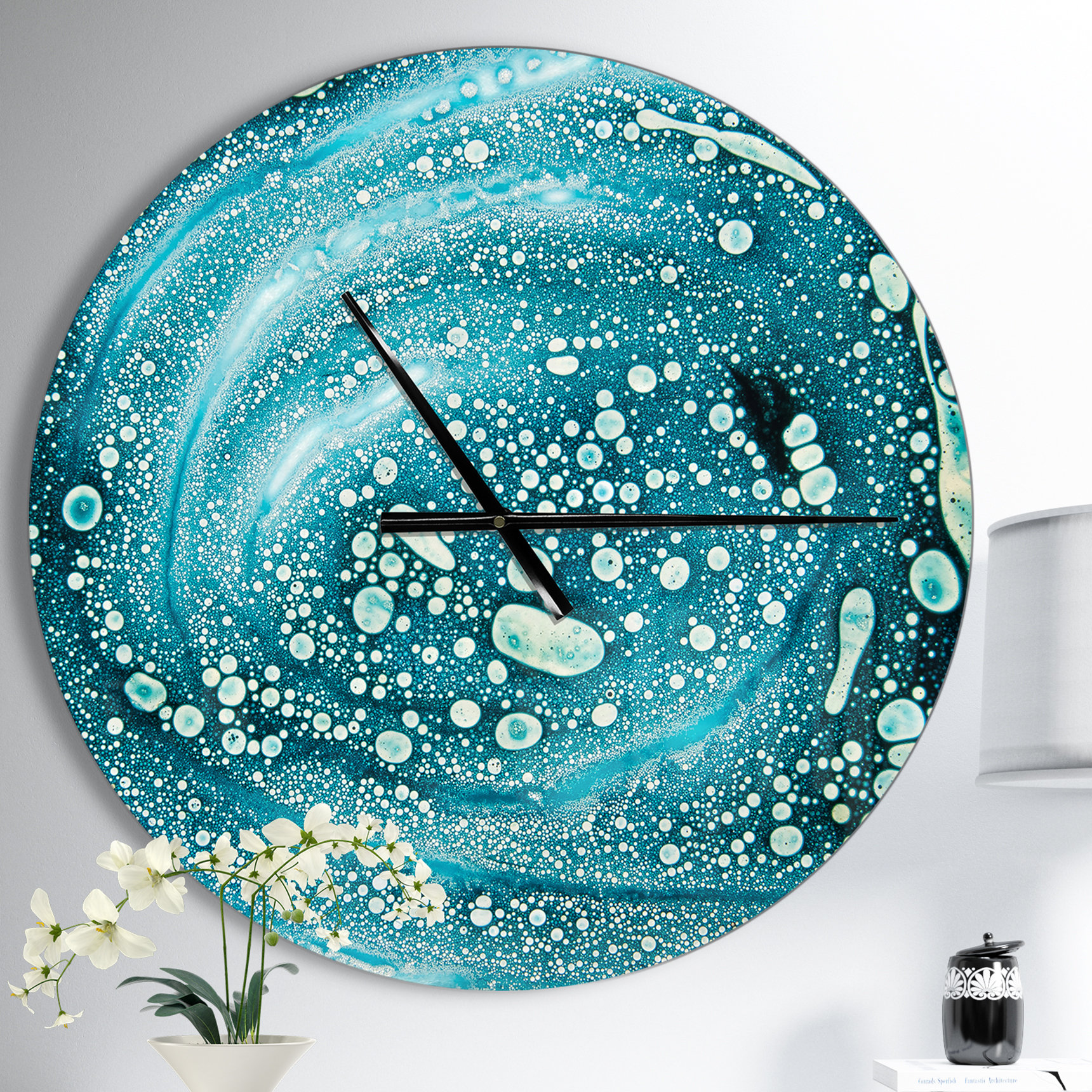 East Urban Home Precious Blue Fabulous Pattern - Modern wall clock ...