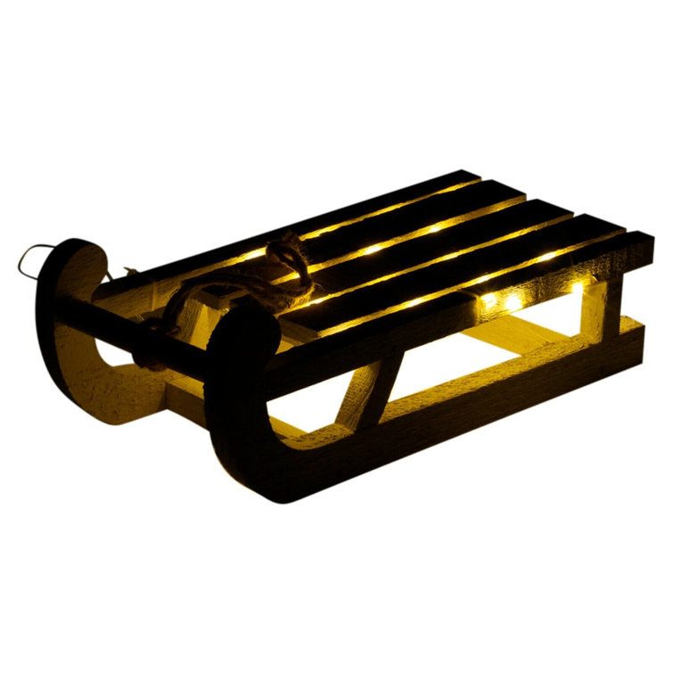 The Seasonal Aisle Display Sledge with LED Lights Brown Whitewash, 30Cm ...