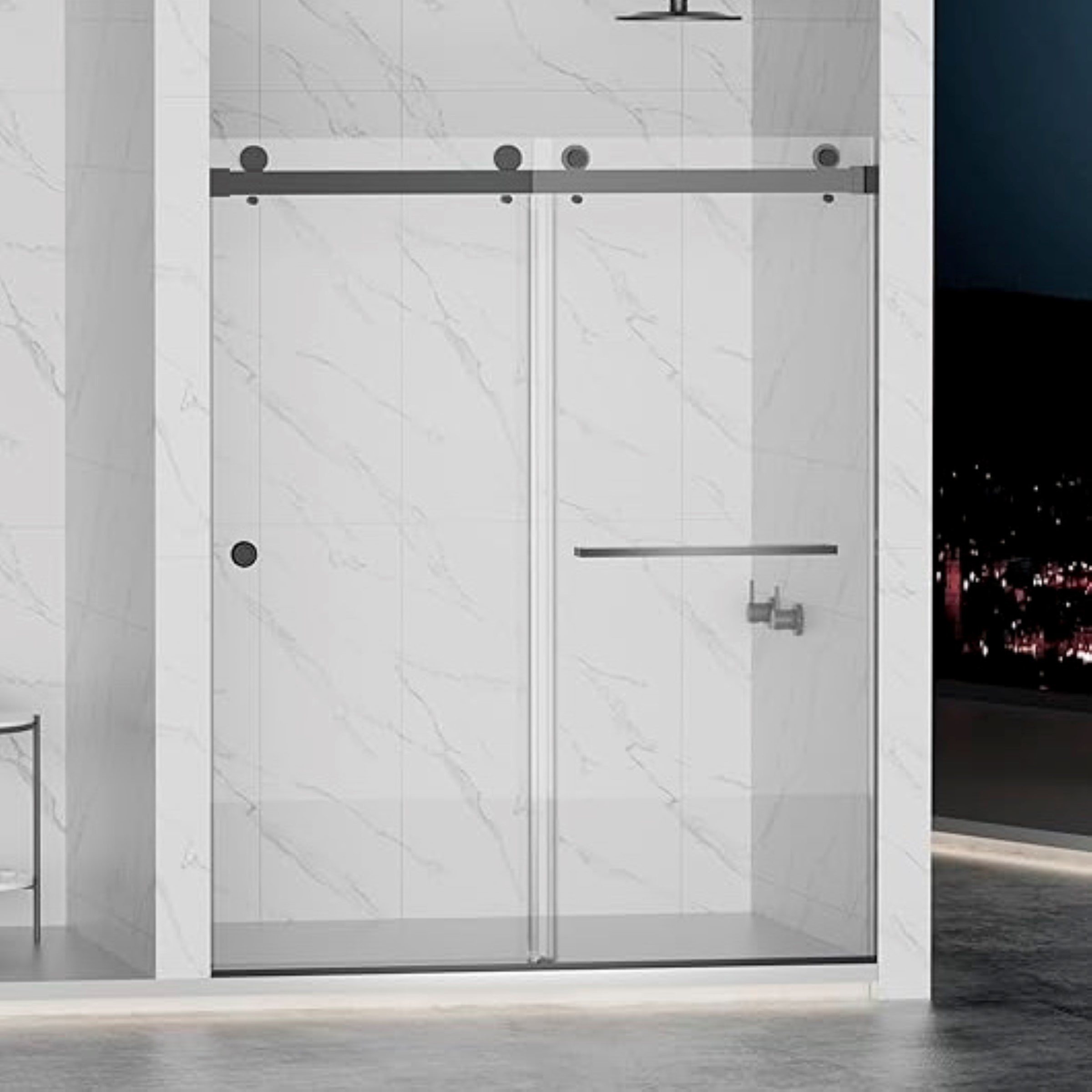 Living Source International 55-59" Wide Frameless Double Sliding Shower ...