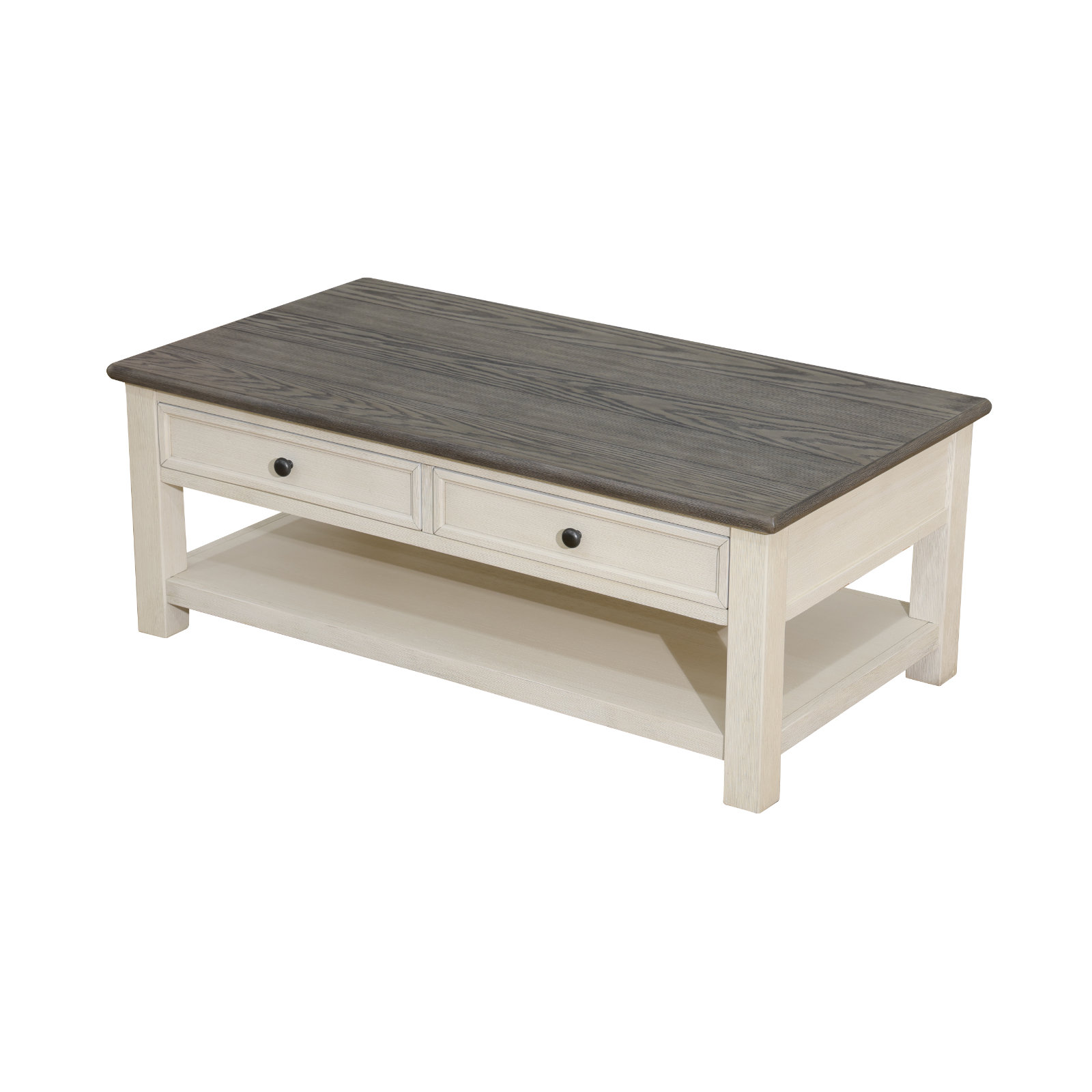 Wildon Home® Nikith Dark Grey MDF Top and White Oak Drawer Living Room ...